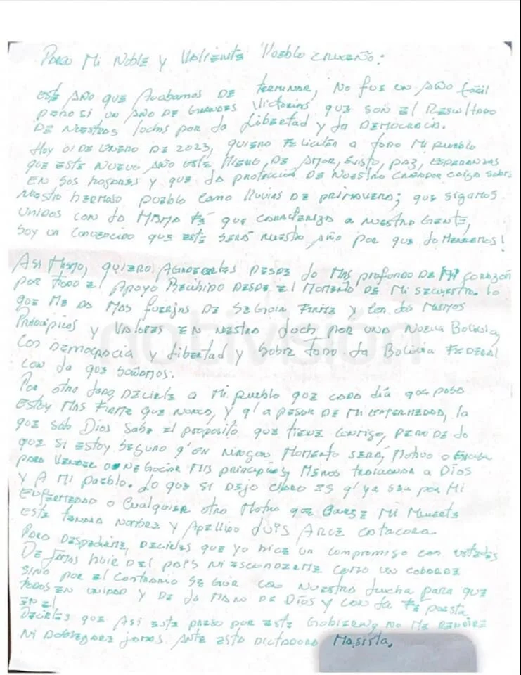 “Dios sabe el propósito que tiene conmigo”, dijo Camacho en una carta ...